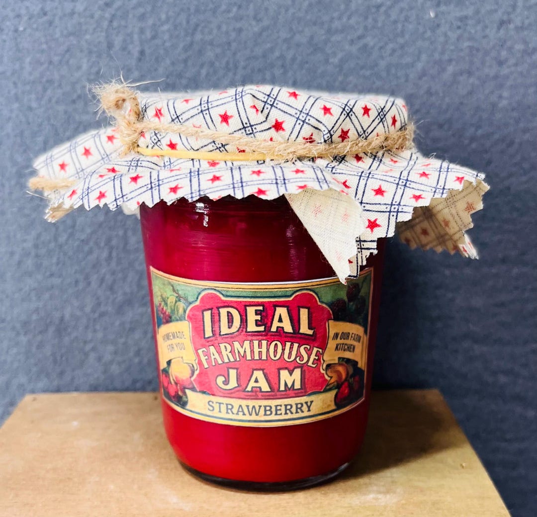Strawberry Jelly Jar Decoration - Vintage Inspired Home Decor, Cute ...