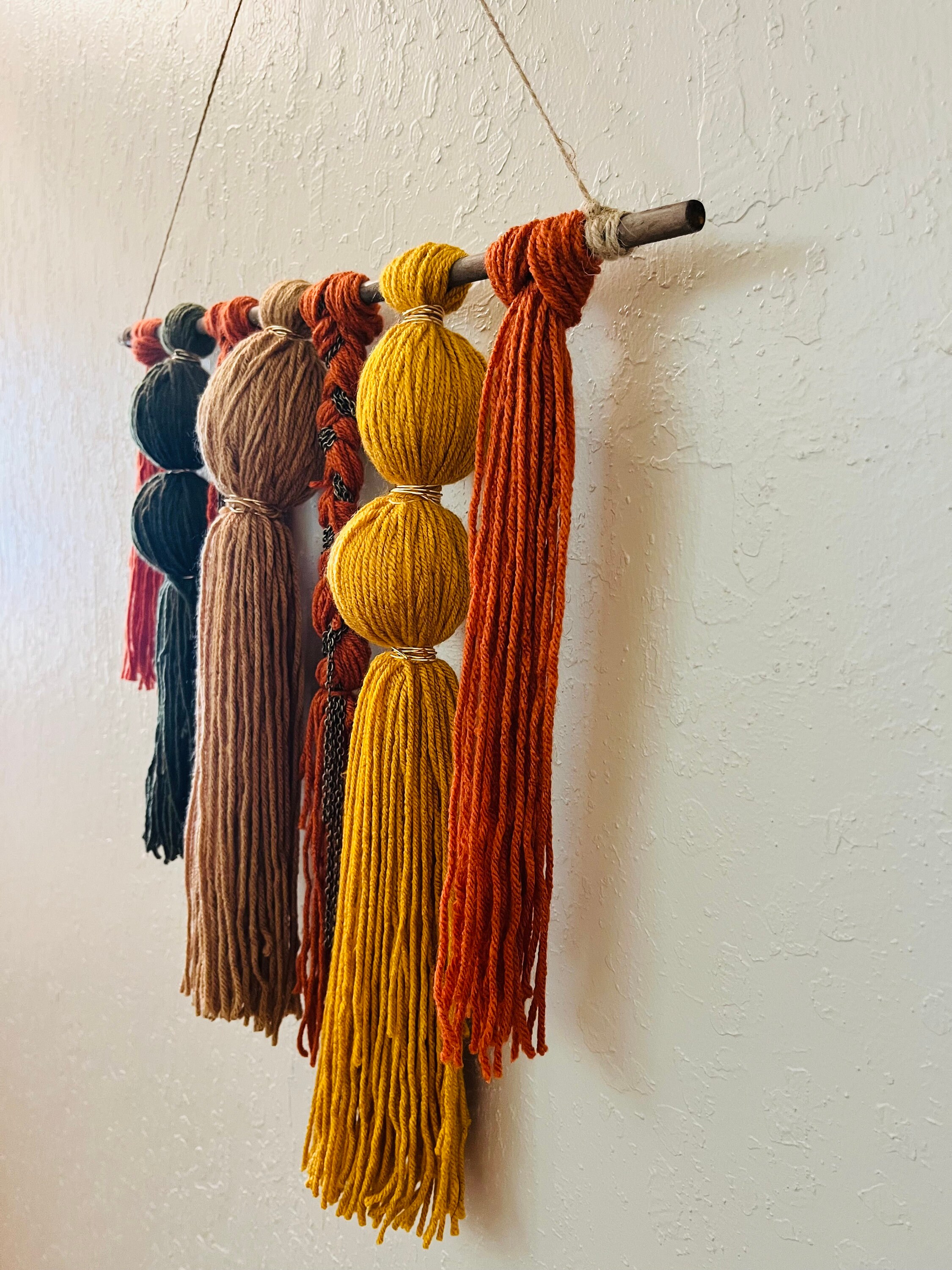 Handcrafted Yarn Art Wall Hanging Unique Decorative Fiber Art Boho ...