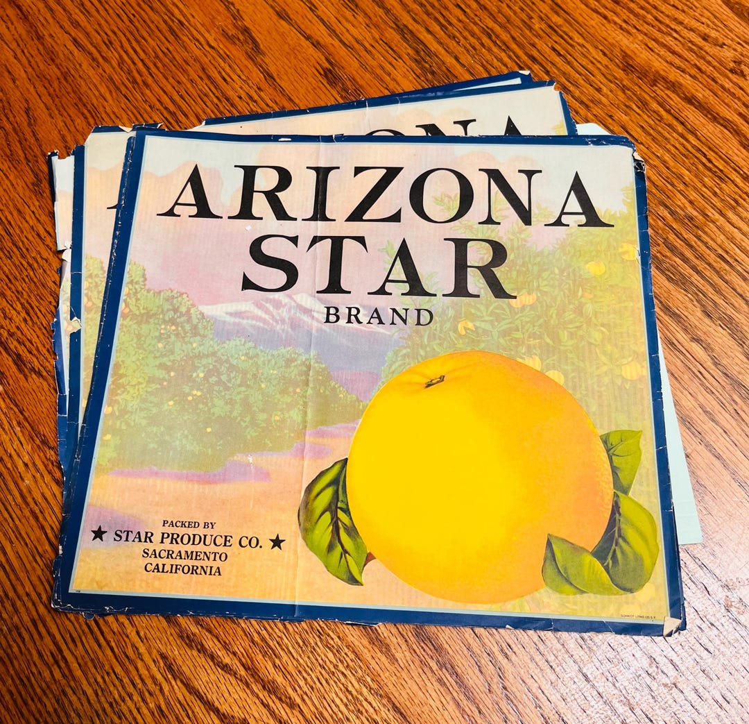 Vintage Arizona Star Brand Label - Retro Western Americana Décor ...