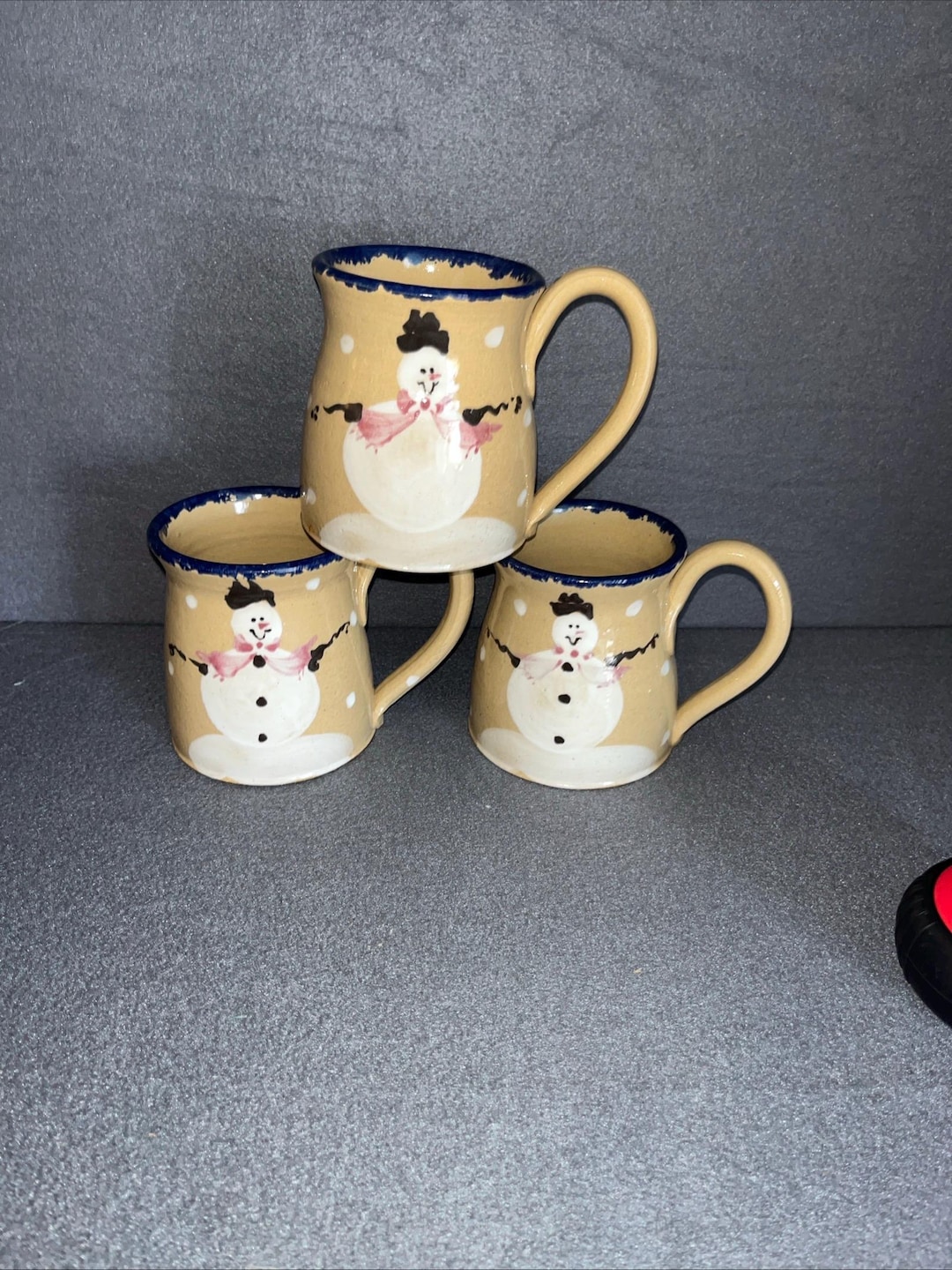 Judy Goodwin Signed Hand-painted Snowman Mugs Set of 3 - Collectible ...
