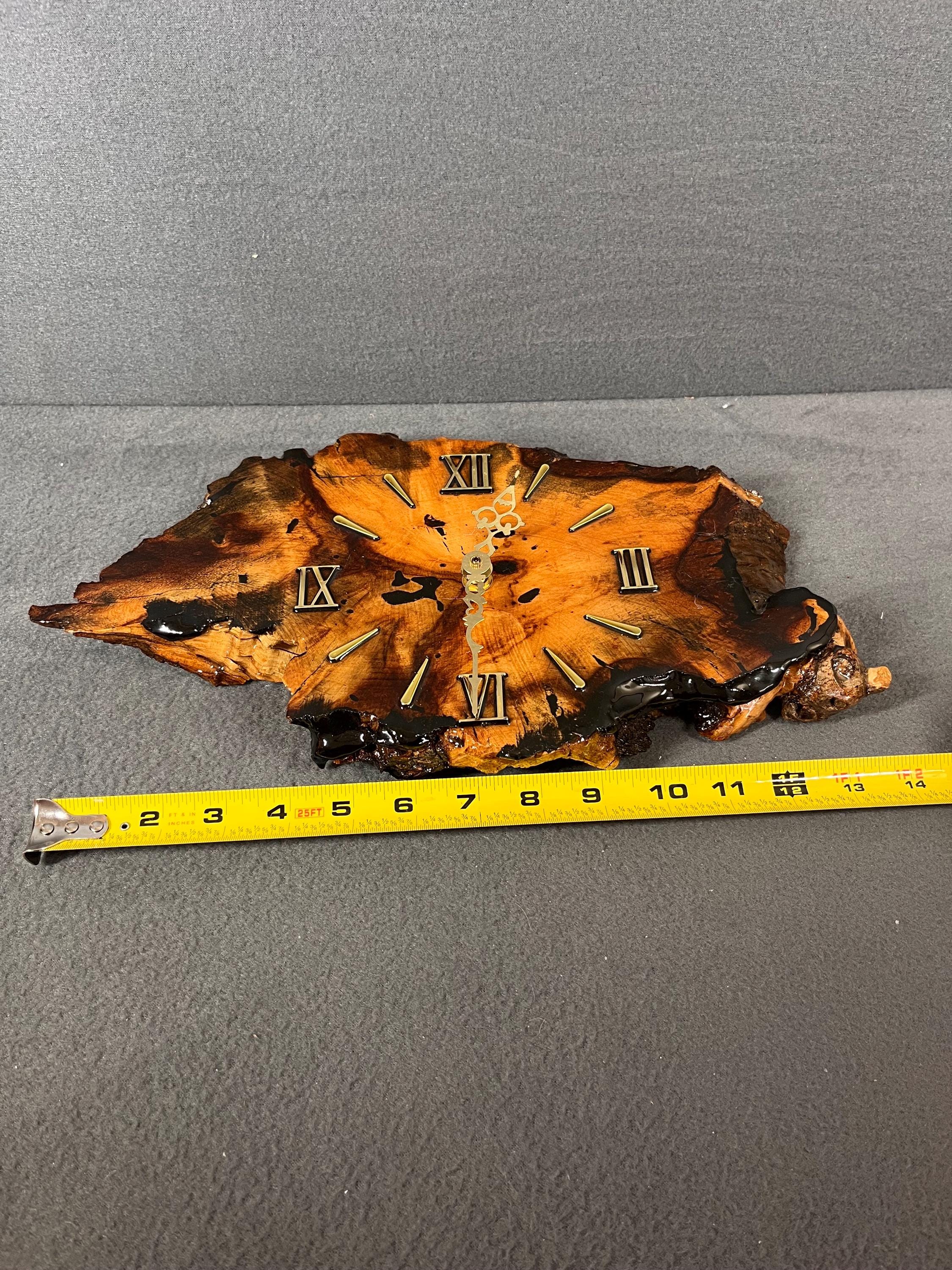 Vintage Wood Slab Wall Clock Rustic Lacquered Tree Slab, Unique Home ...