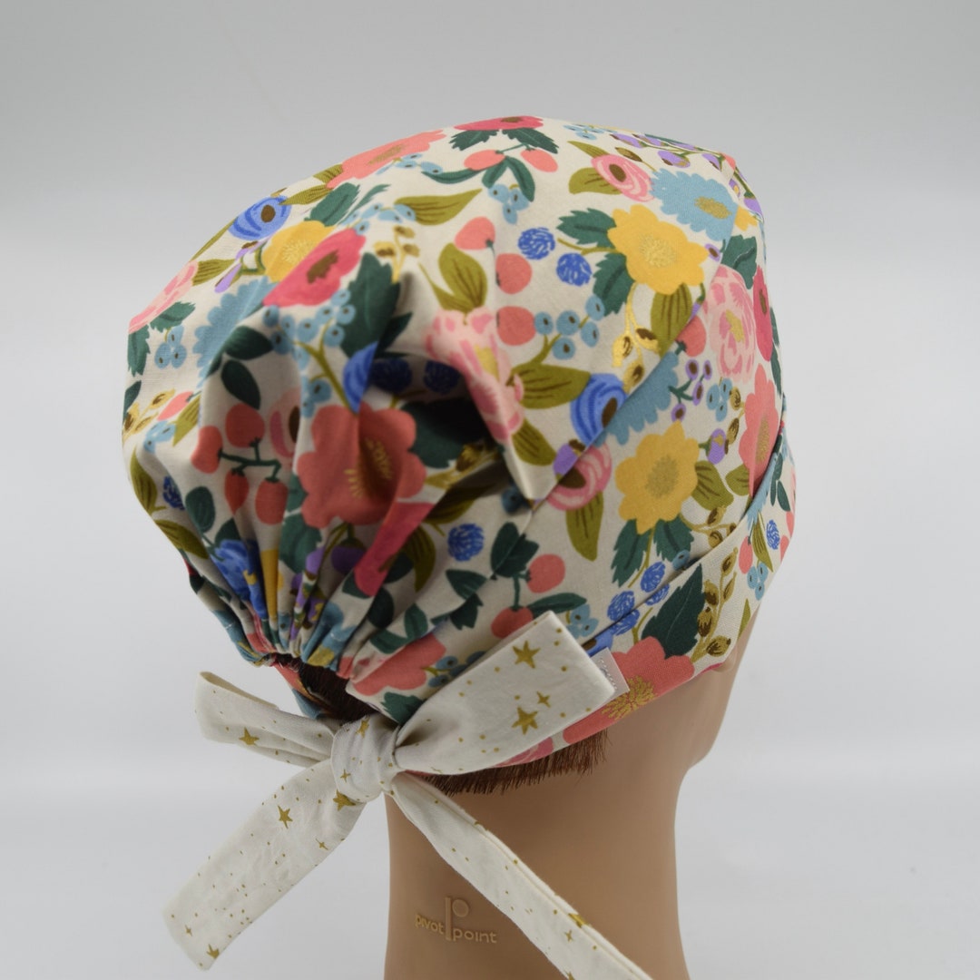 Women's Pixie Scrub Hat: Rifle Paper Cotton Fabric, Vintage Garden ...