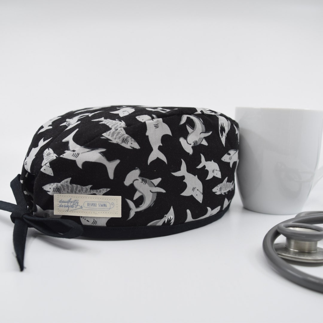 Men's Scrub Hat, Sharks in Black - Etsy