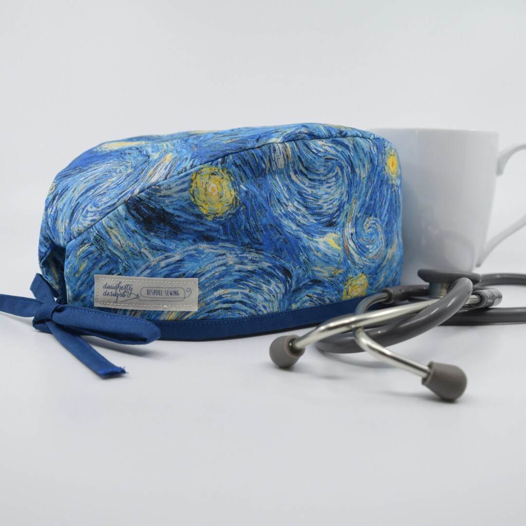 Starry Night Sky Scrub: Cotton Fabric, Handmade, Fully Lined Cap - Etsy