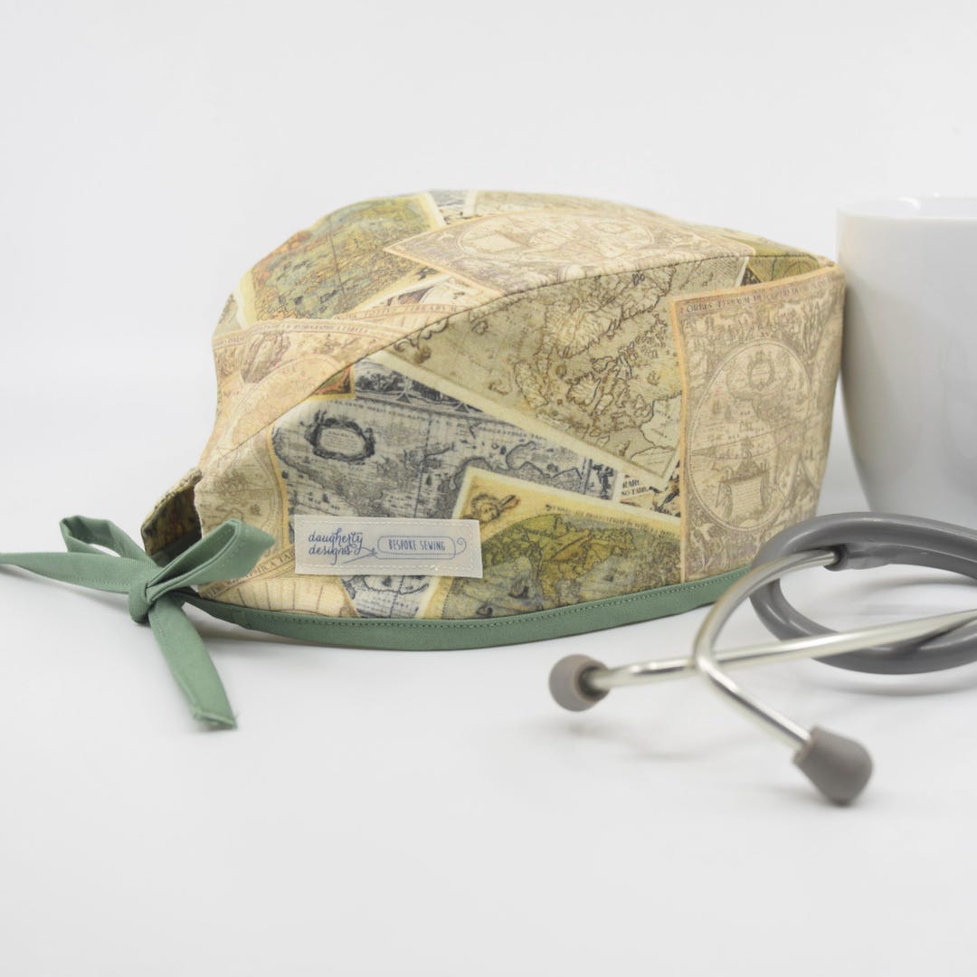 Men's Scrub Hat: Ancient World Map, Spoonflower Fabric, Handmade Cap - Etsy