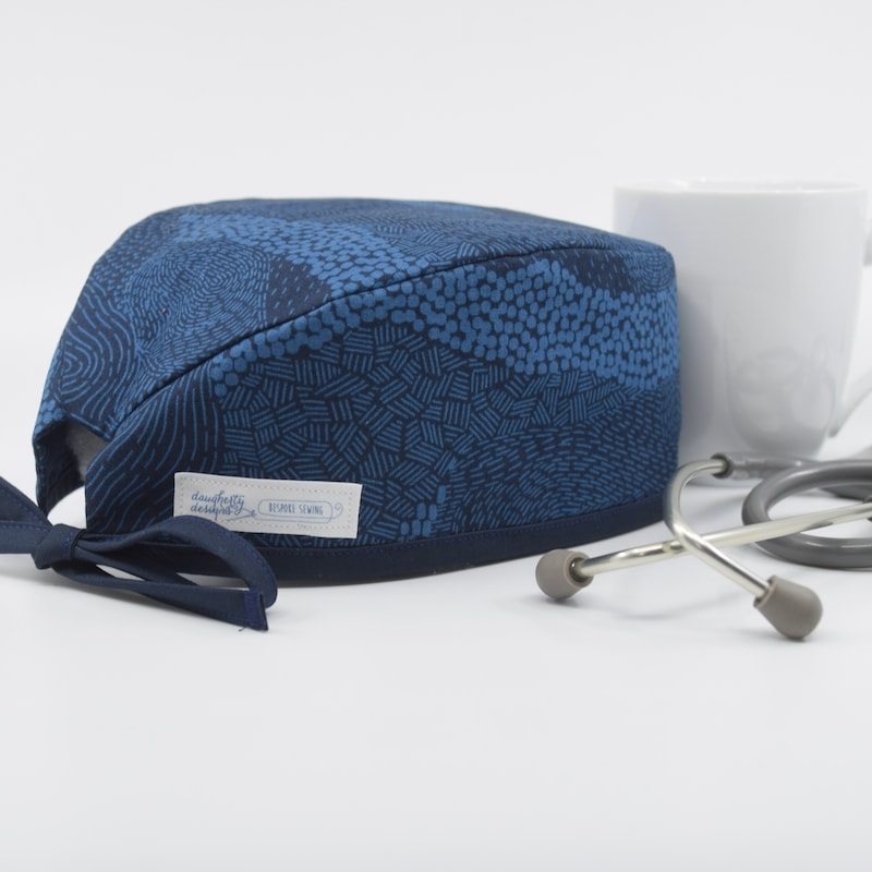 Navy Lined Scrub Cap - Etsy