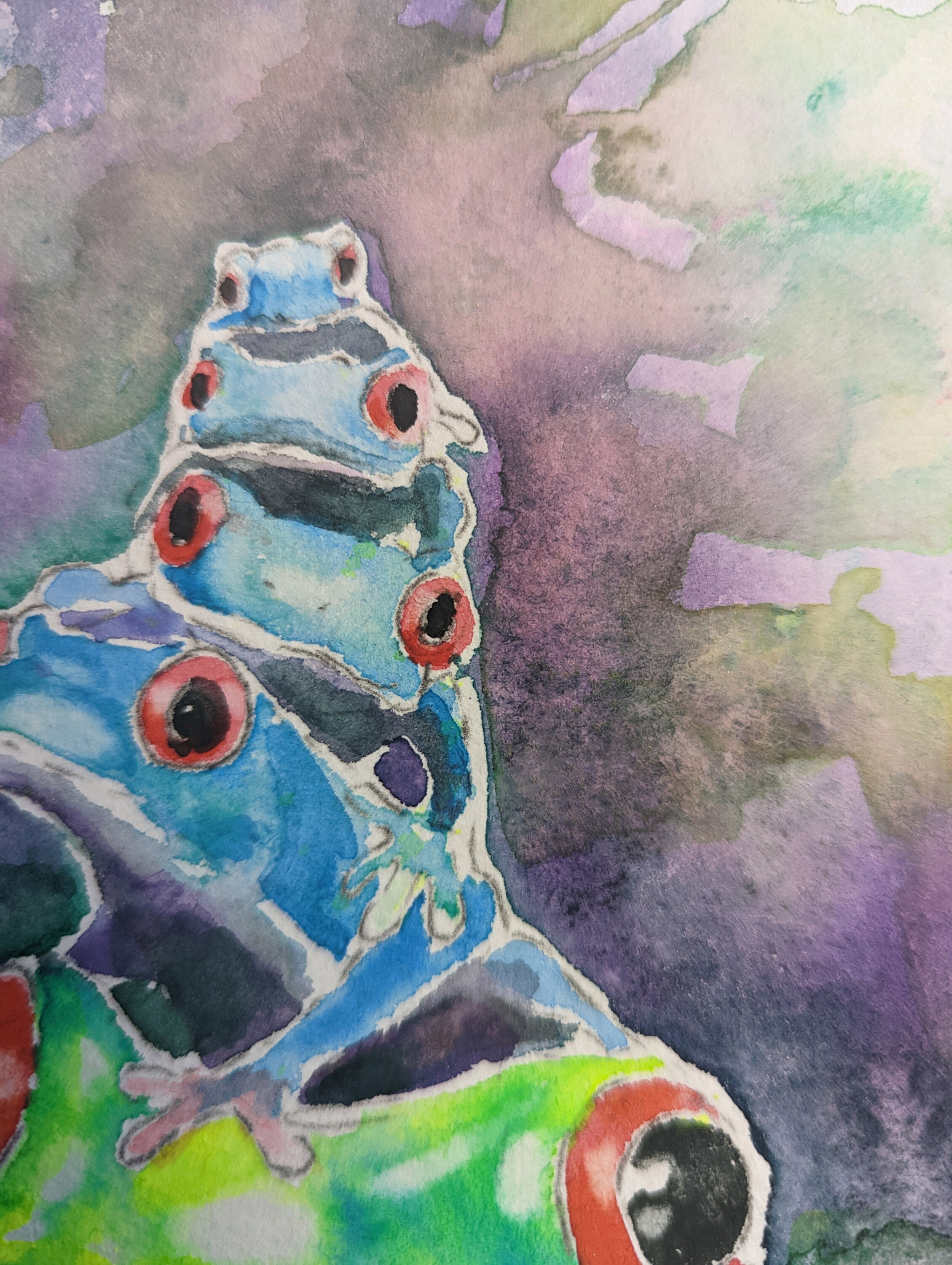 Frog Stack - a Watercolour Painting of Frogs Piled on Top of Eachother ...