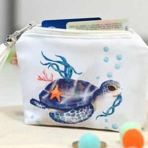 Sea Turtle Keychain Wallet Card Holder Turtle Gift Vegan | Etsy