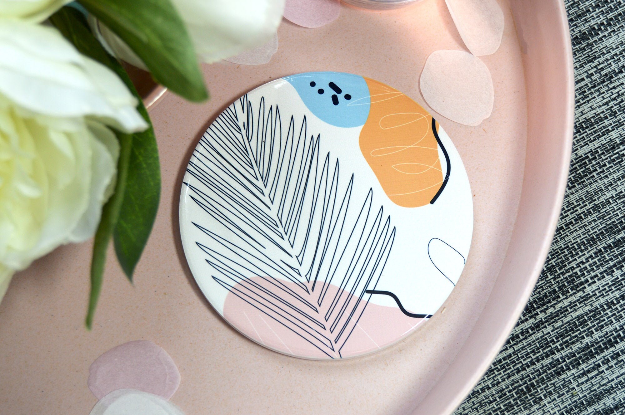 Set of 4 Ceramic Drink Coasters Abstract Coaster - Etsy UK