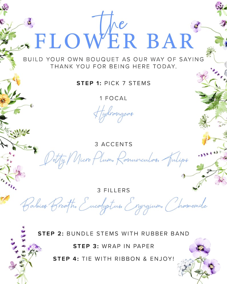 Customizable Flower Bar Sign - Etsy