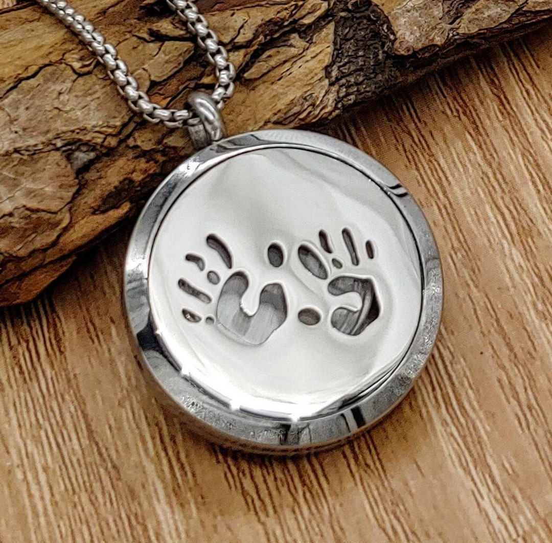 Hand Prints Locket Keepsake | Urn Jewelry | Handprint Urn Necklace ...