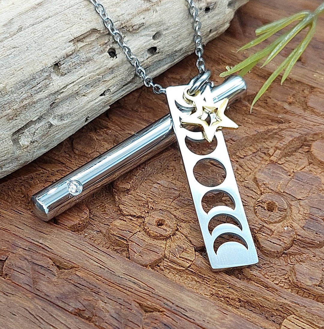 Moon Phases Pendant | Locket Necklace to Hold a Keepsake | Cremation ...