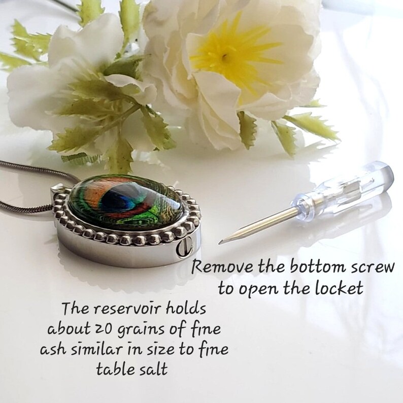 Peacock Feather Urn Necklace | Memorial Ashes Amulet, Pendant for Ash ...