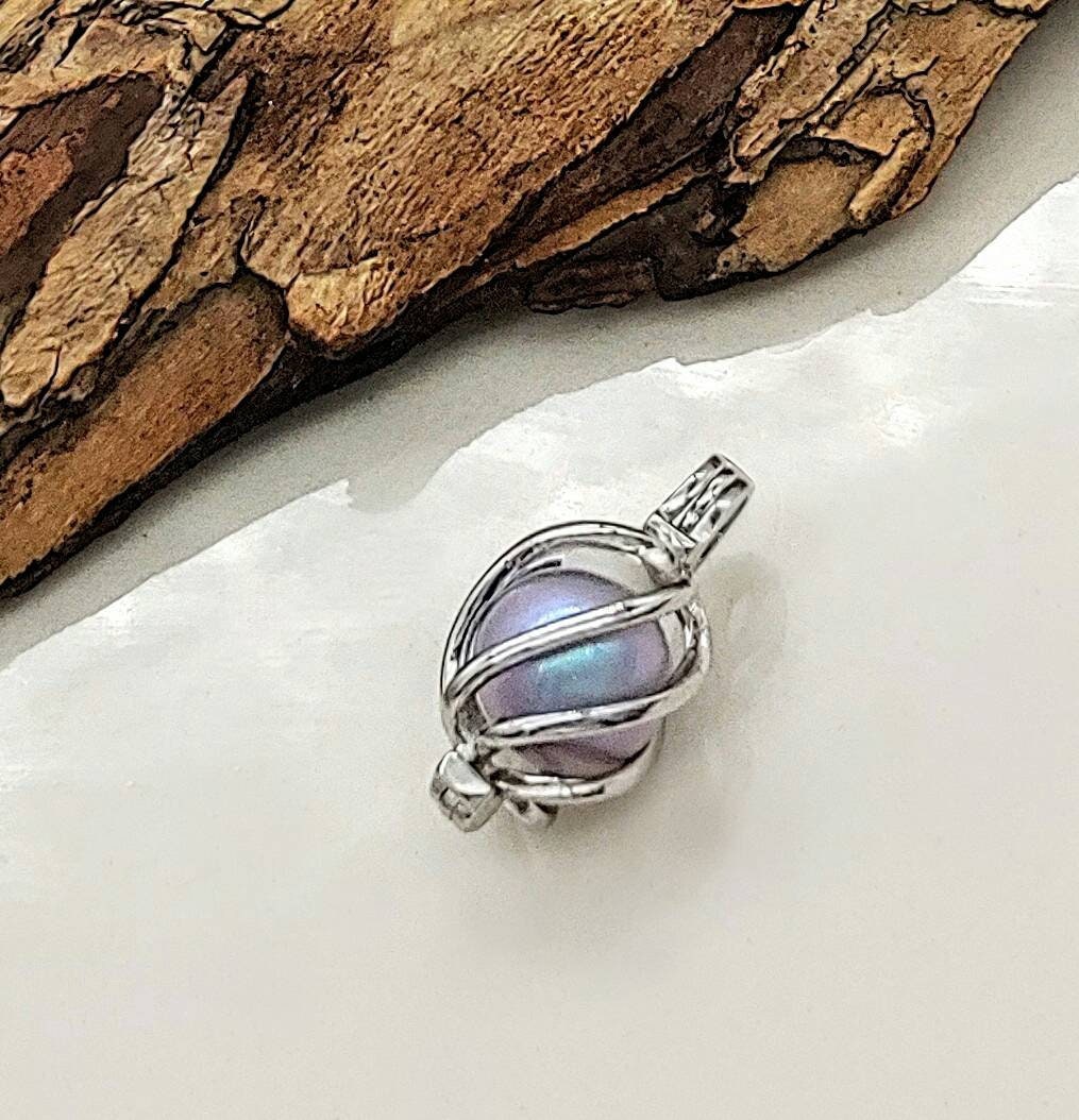 925 Sterling Silver Spiral Locket with Pearly Lavender Orb | Urn ...