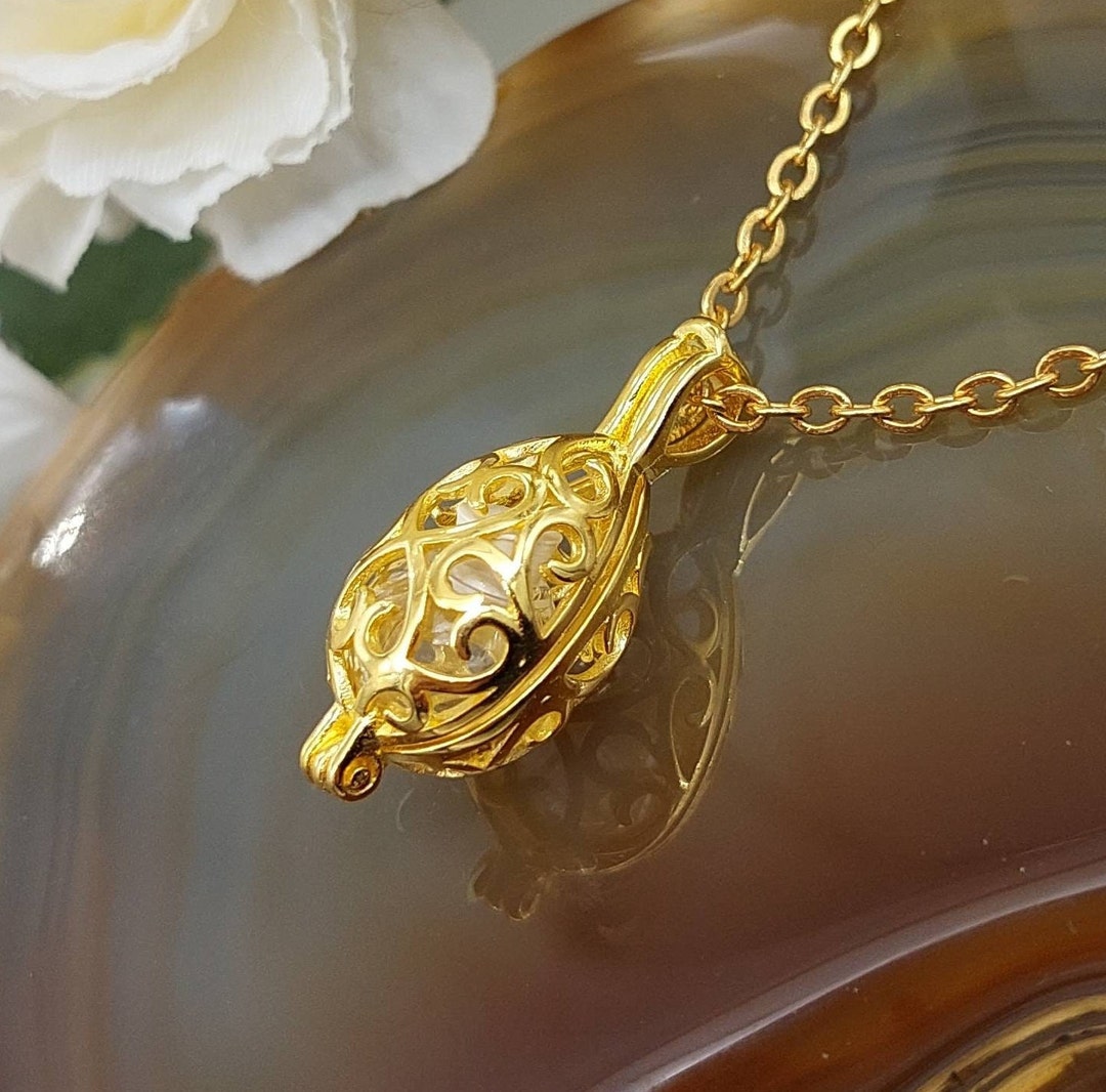 Keepsake Small Gold Color Locket for Ashes Necklace | Teardrop Urn ...