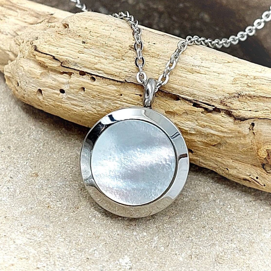 Mother of Pearl Locket | Urn Necklace for Ashes | Glass Locket for Hair ...