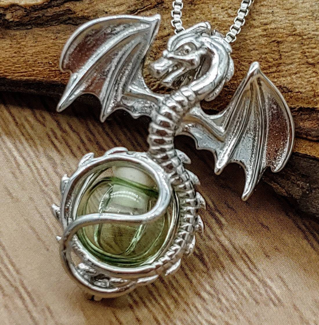 925 Sterling Silver Dragon Urn Locket | Dragon Pendant Memorial Urn ...