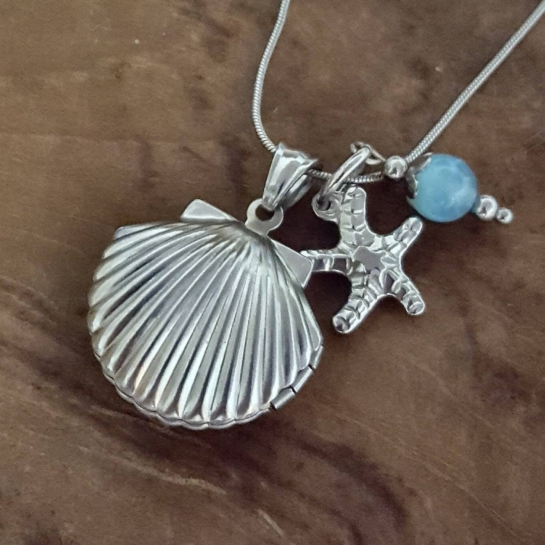 Sea Shell Locket Necklace for Ashes | Sand Keepsake Jewelry | Cremation ...