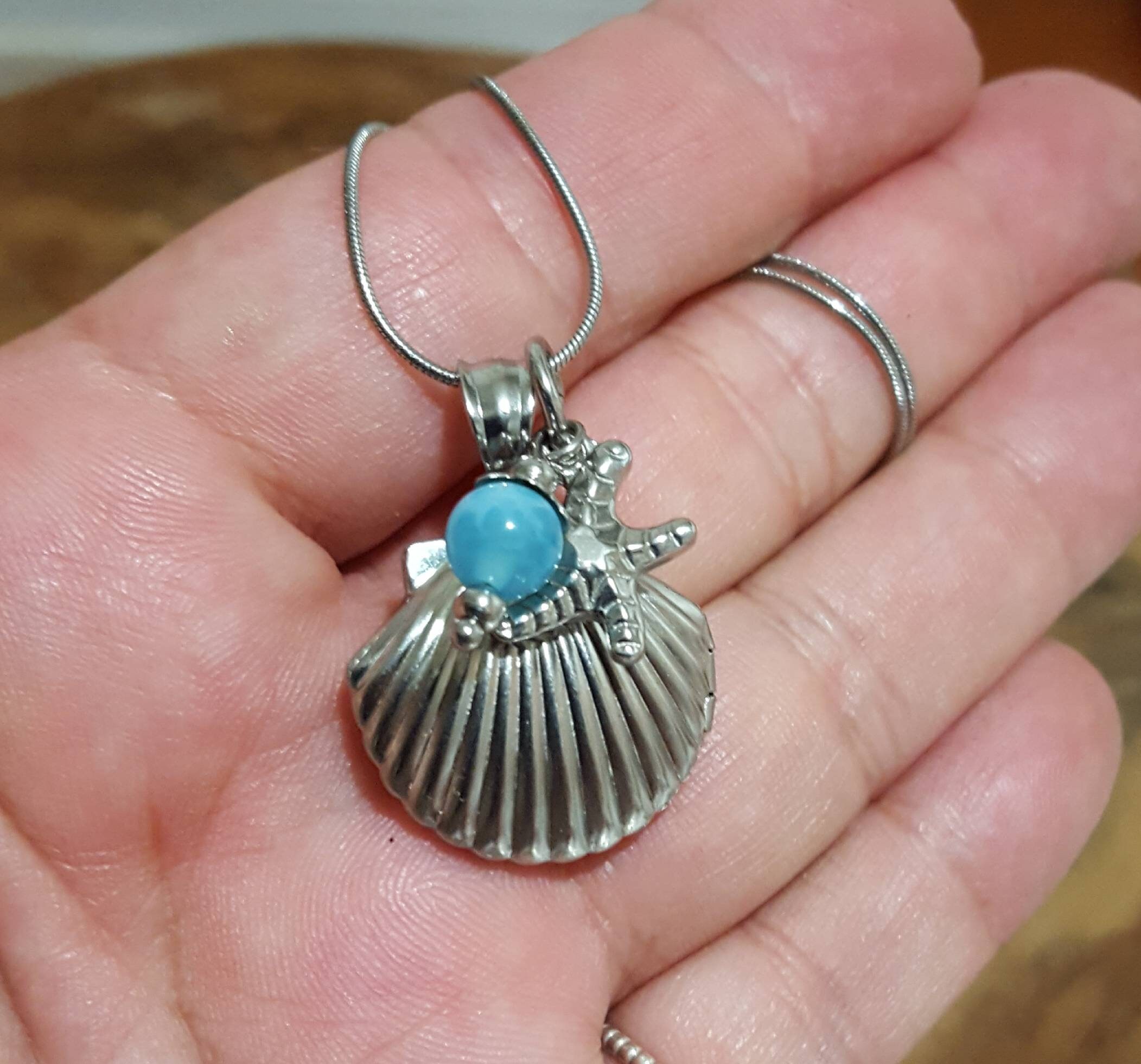 Sea Shell Locket Necklace for Ashes Sand Keepsake Jewelry | Etsy