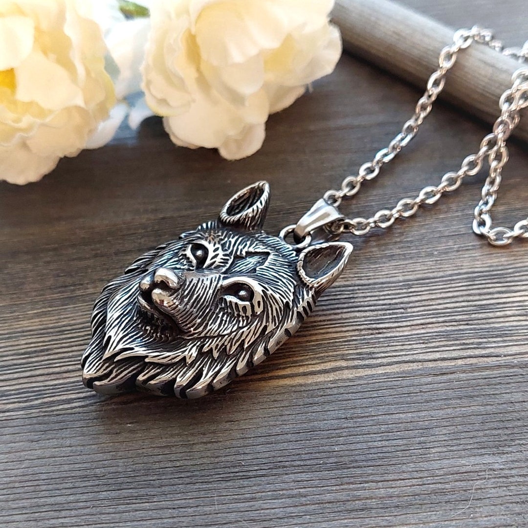Wolf Dog Memorial Jewelry | Urn Locket Necklace for Ashes, Lock of Hair ...