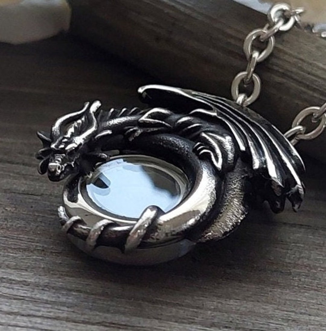 Dragon Locket Urn Necklace for Memorial Ashes, Lock of Hair Unique ...