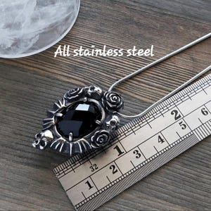 Gothic Rose Amulet for Ashes Black Jewel Bat Wings Locket Necklace to ...