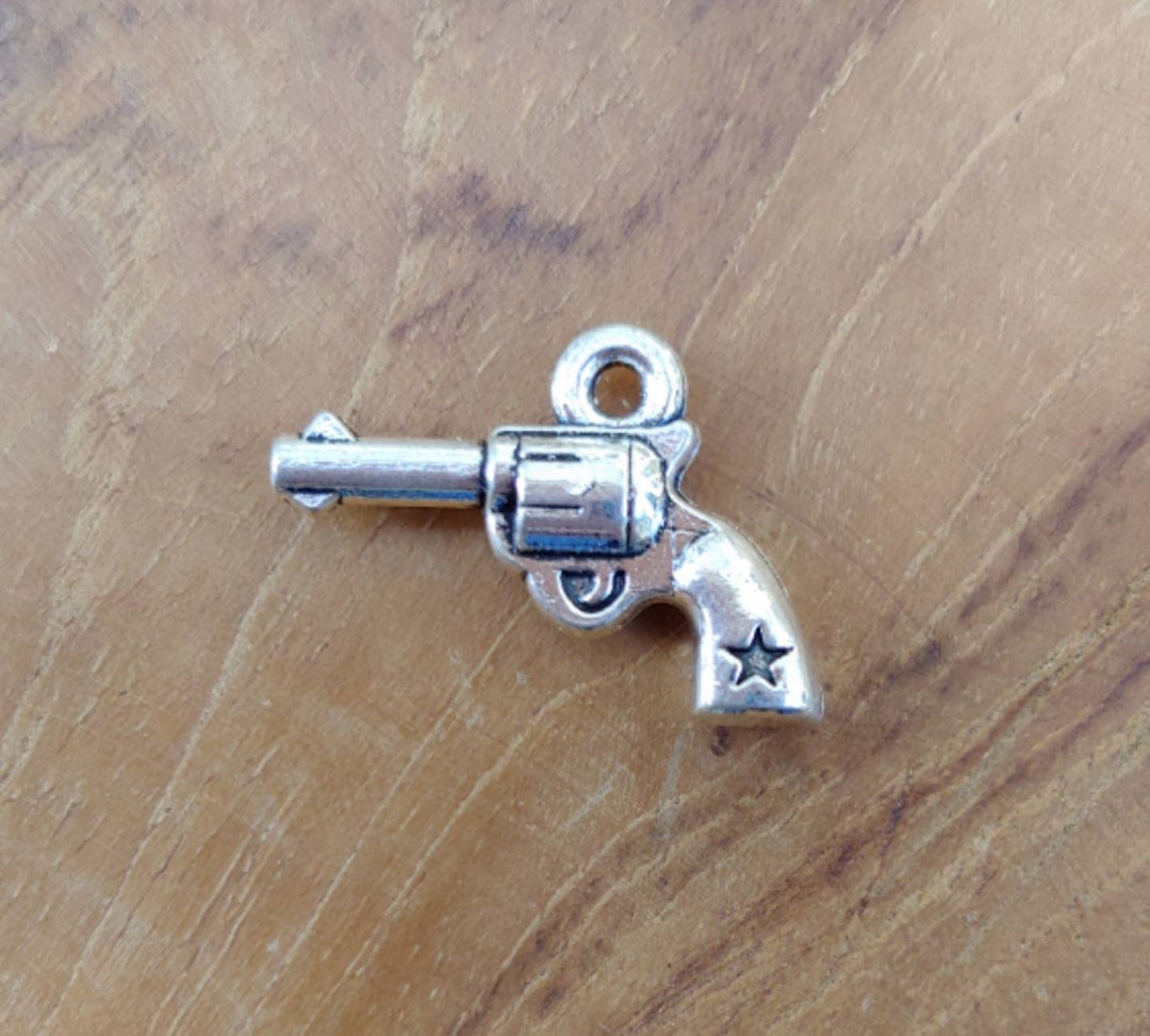 Double Sided Small Revolver Gun Charm Western Gun Charm - Etsy