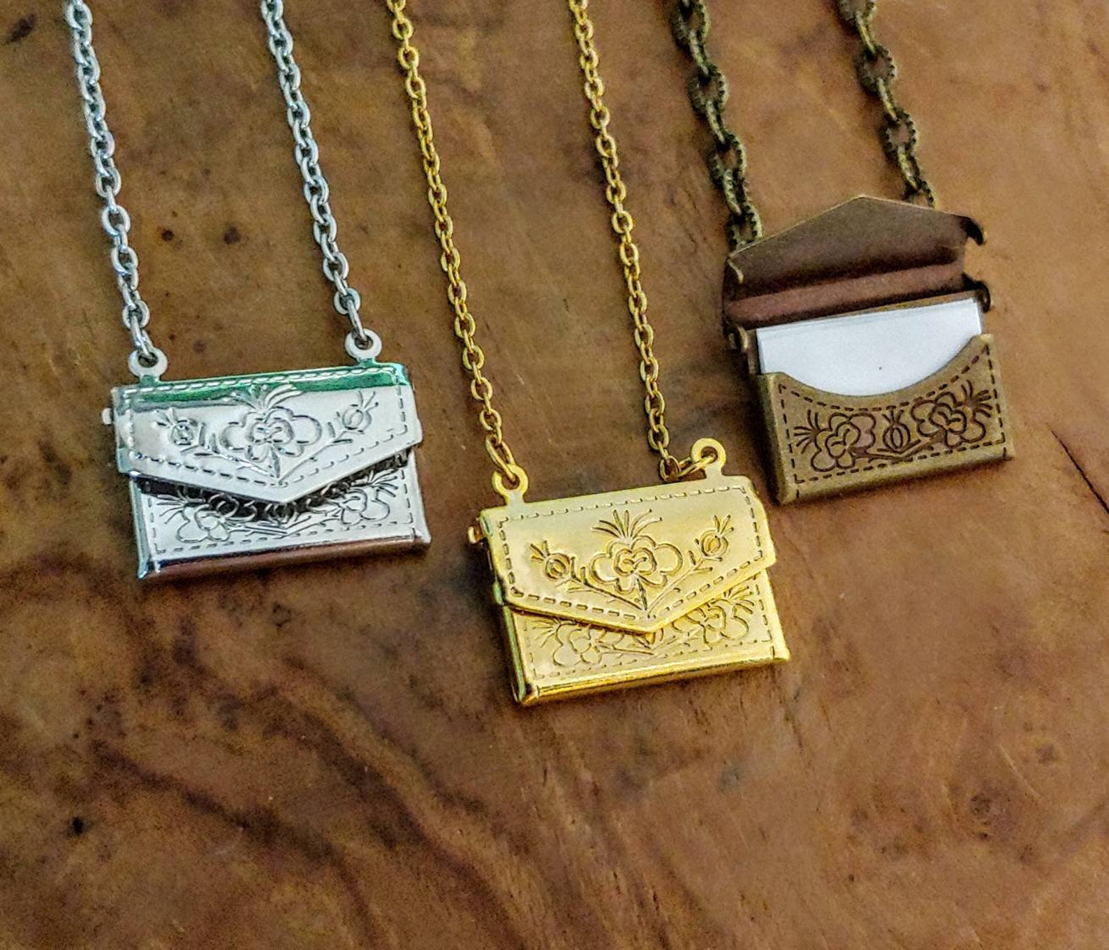 Little Decorative Envelope Necklace Envelope Locket Love - Etsy