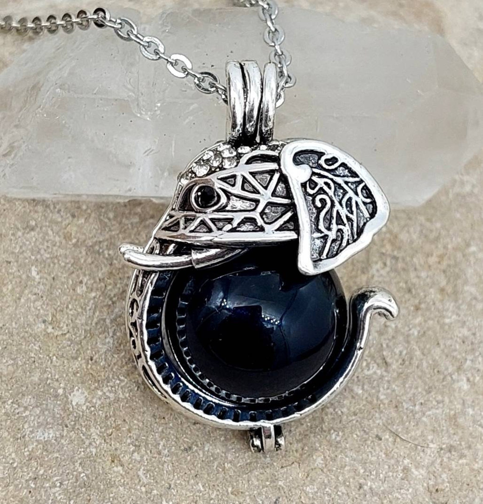 Antiqued Elephant Locket Necklace With Fillable Glass Orb - Etsy