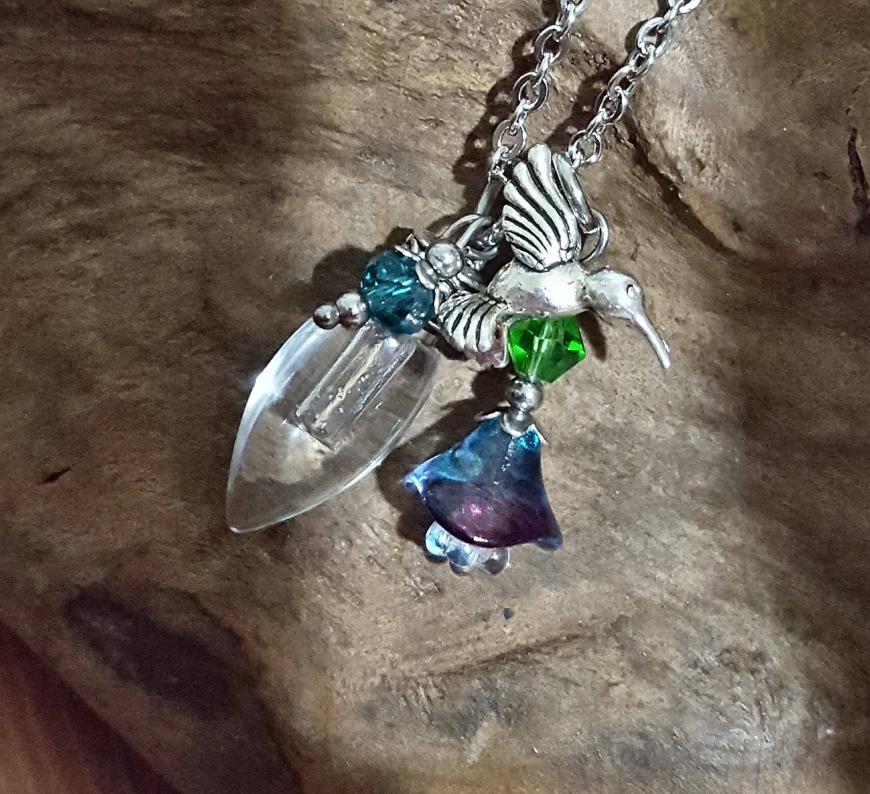 Hummingbird Urn Necklace Cremation Jewelry | Blue Hummingbird Necklace ...