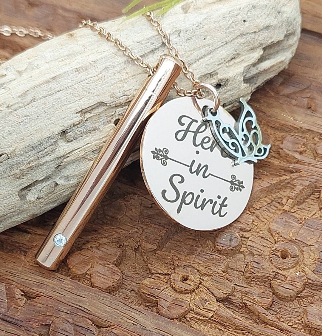 Cremation Ashes Necklace | Here in Spirit Urn Pendant | Cremation ...