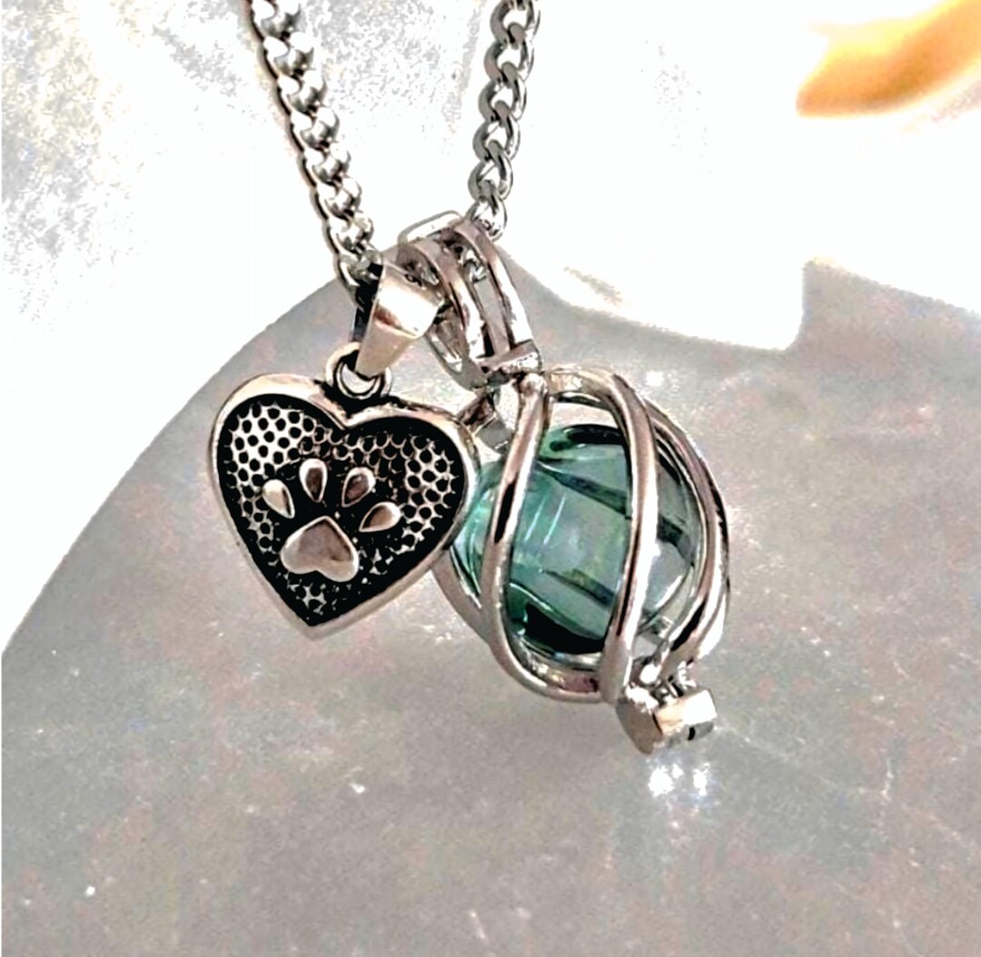Sterling Silver Pet Memorial Locket | Paw Print Cremation Ashes ...