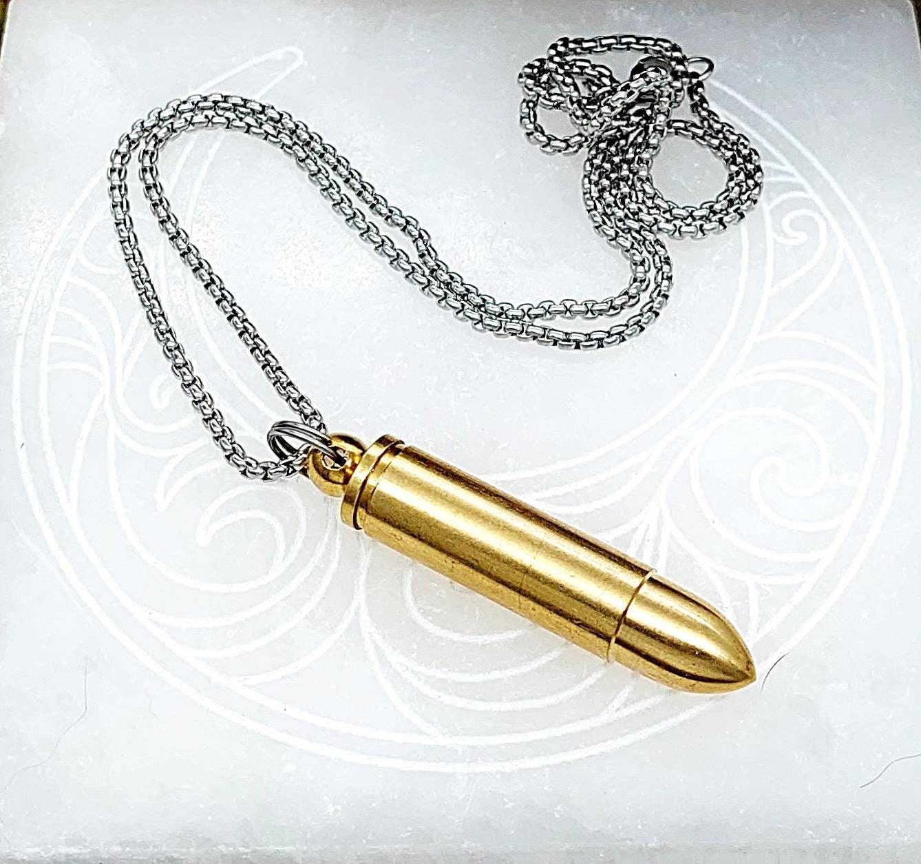 Gold Brass Bullet Urn Jewelry for Ashes | Openable Cremation Jewelry ...