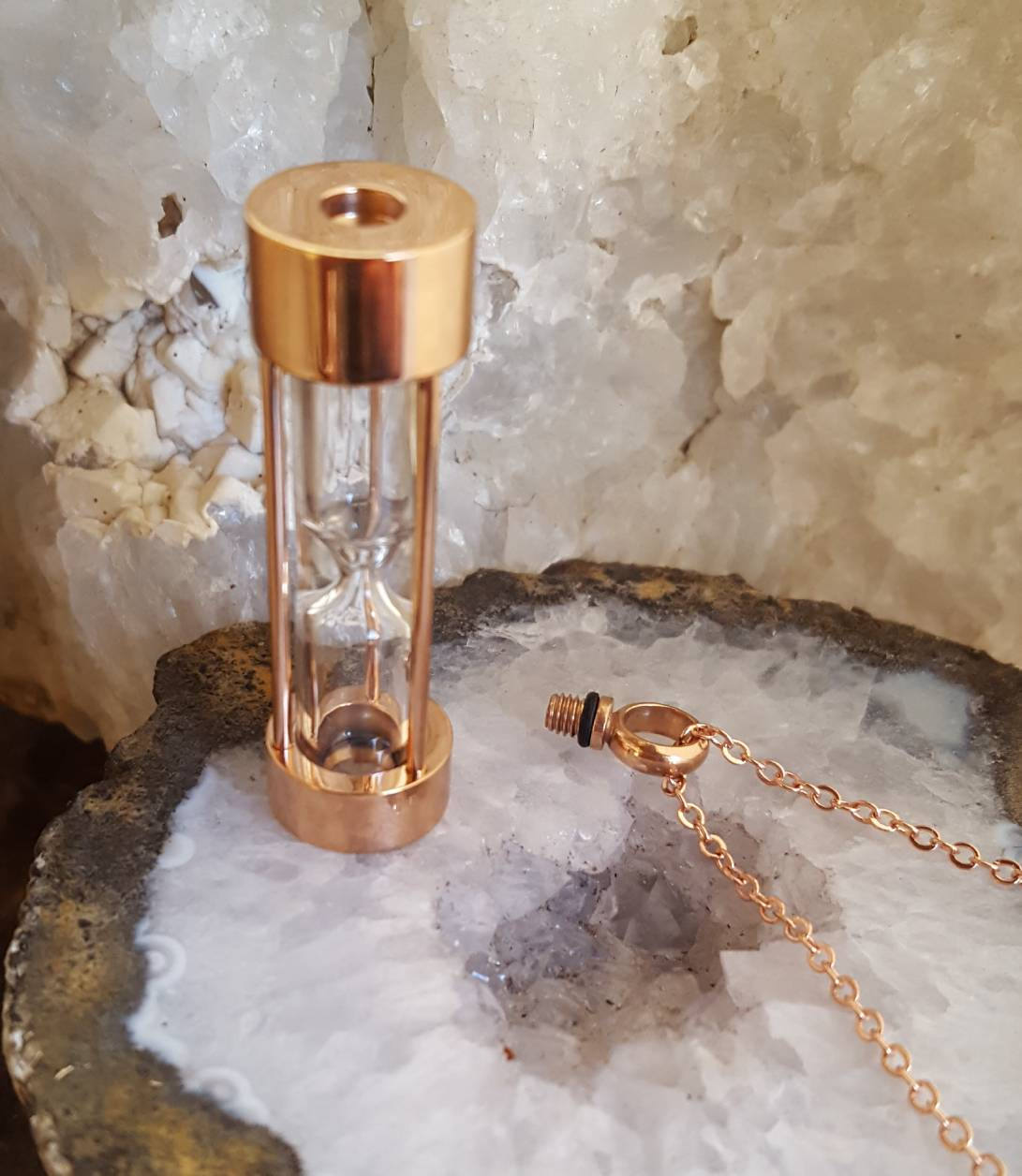 Rose Gold Hourglass Urn Necklace for Ashes | Glass Hair Locket ...