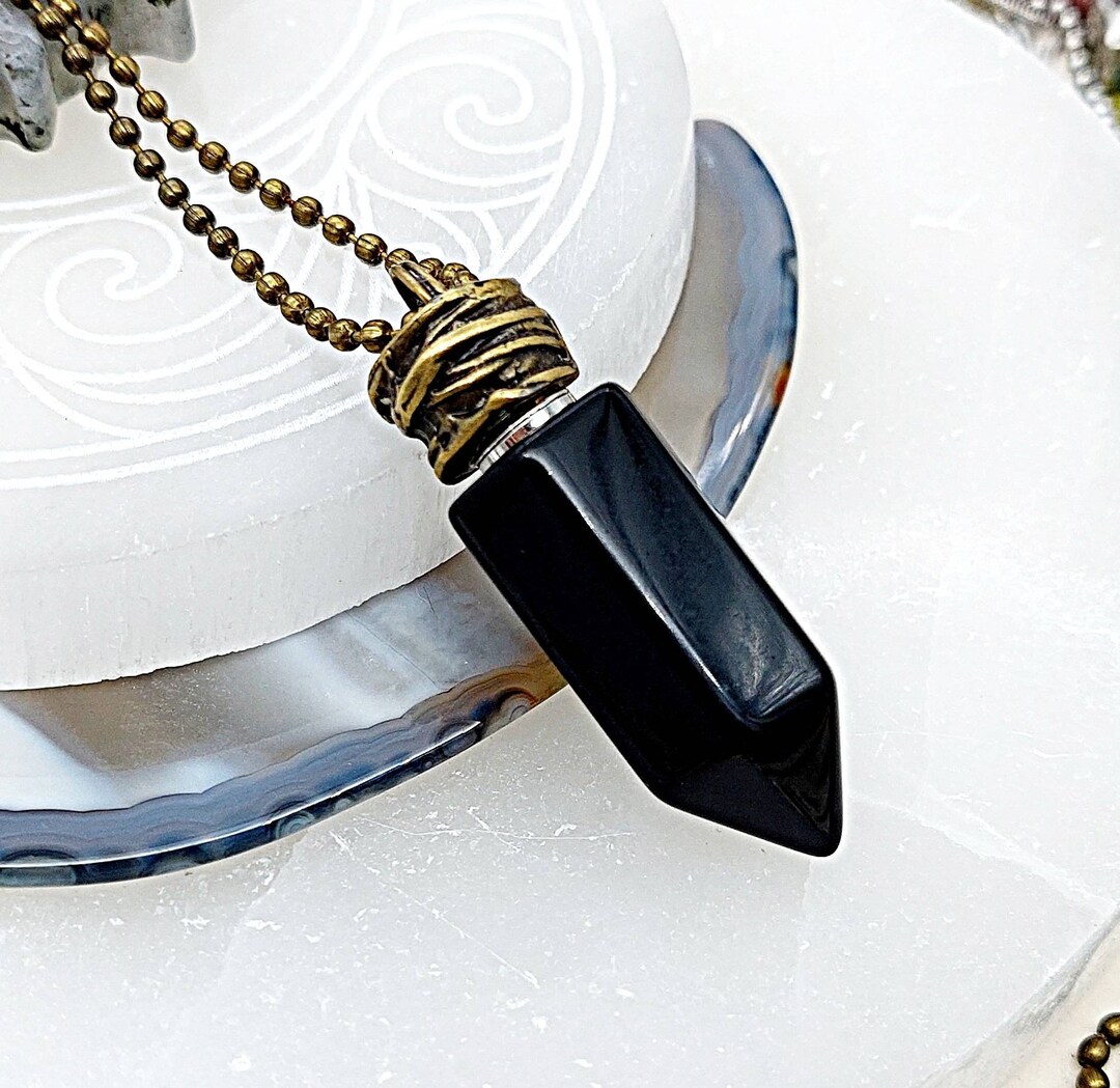 Black Obsidian Urn Necklace for Men or Women | Ashes Jewelry | Pendant ...