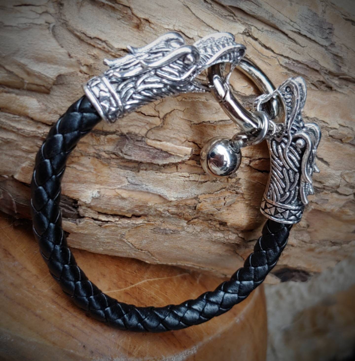 Leather Dragon Urn Bracelet | Cremation Jewelry for Men | Urn Bracelet ...