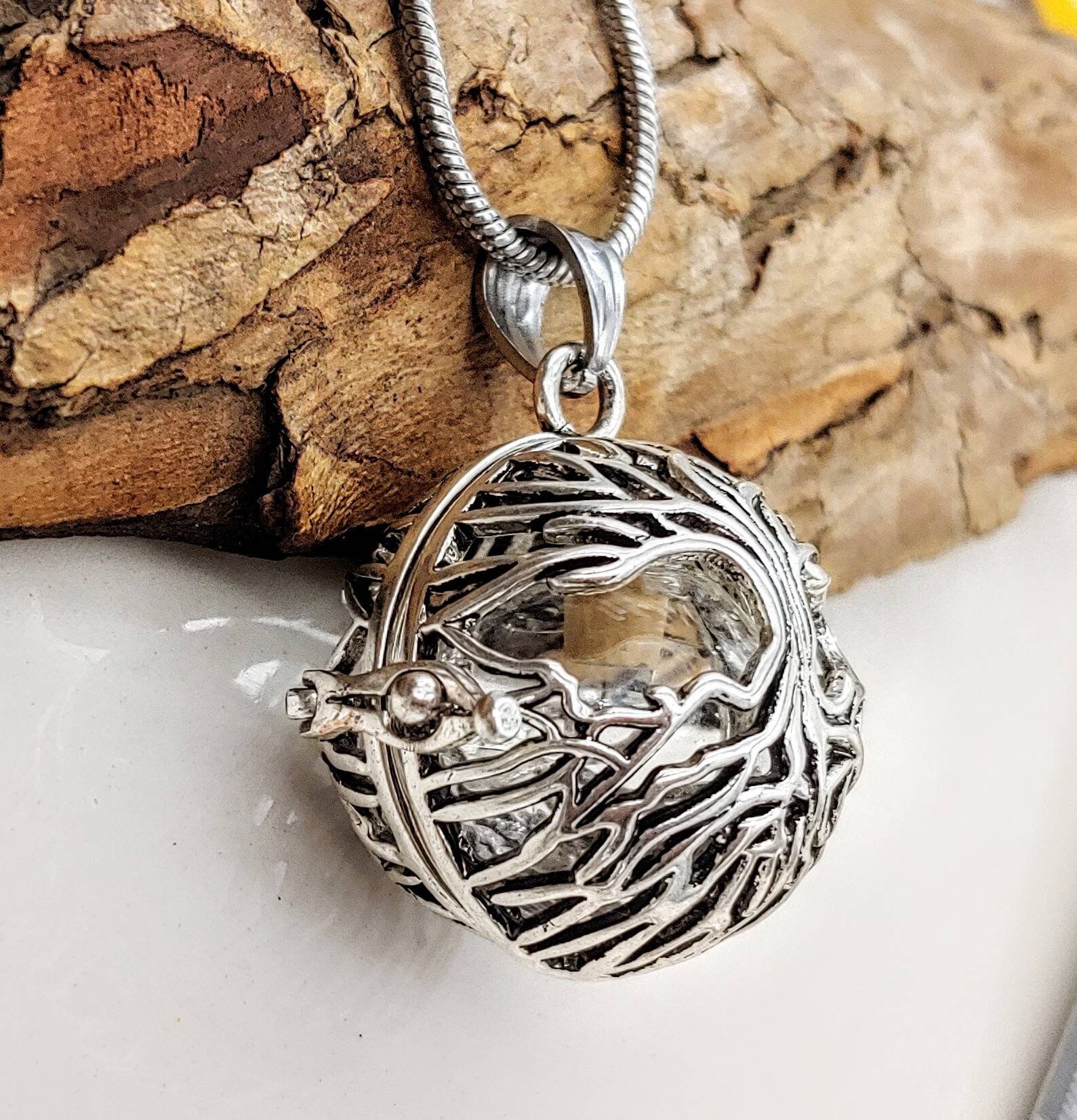 Tree of Life Locket Necklace with Fillable Glass Orb | Urn Locket for ...