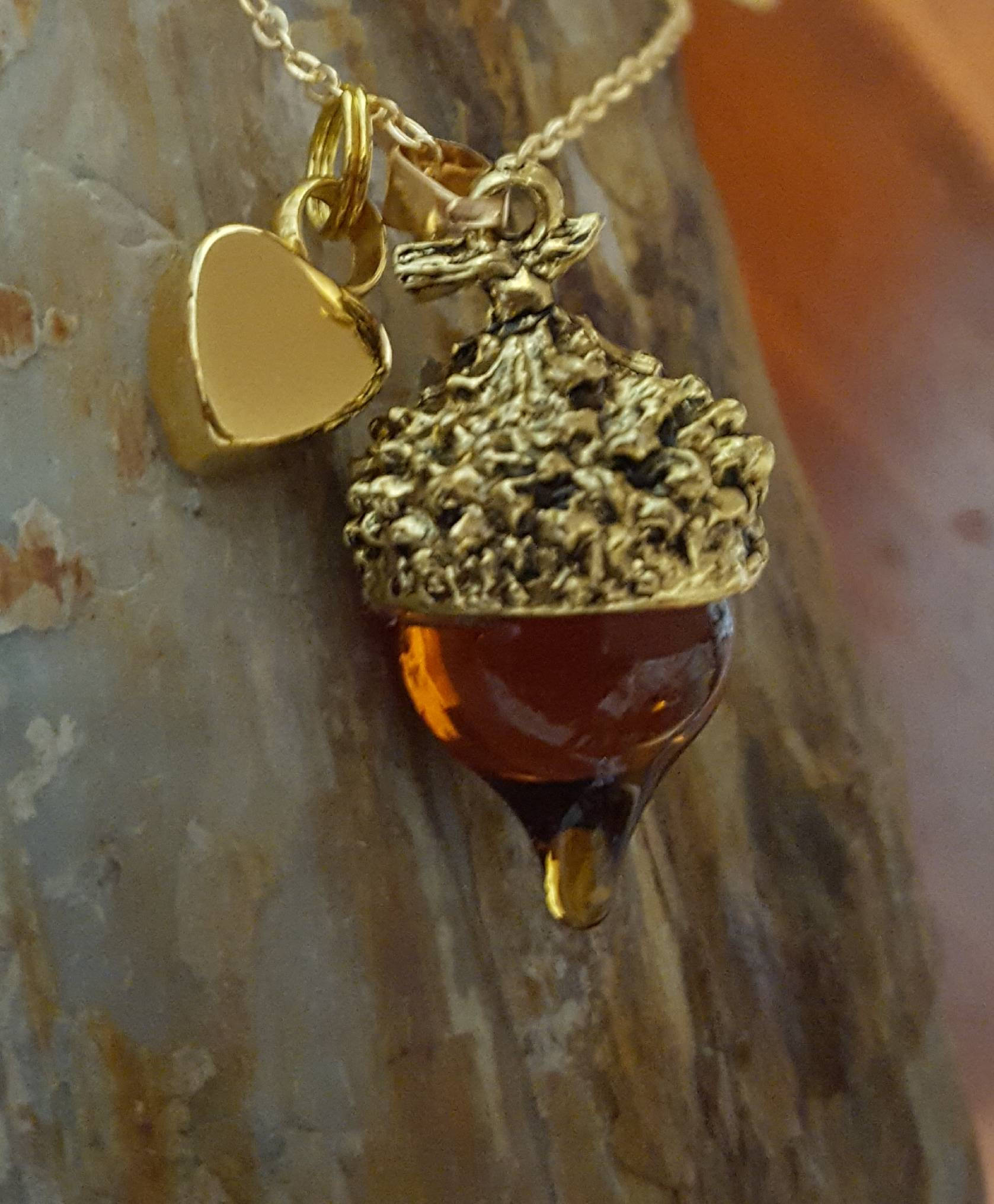 Acorn Urn Pendant Heart Urn Necklace | Memorial Jewelry |Stainless ...