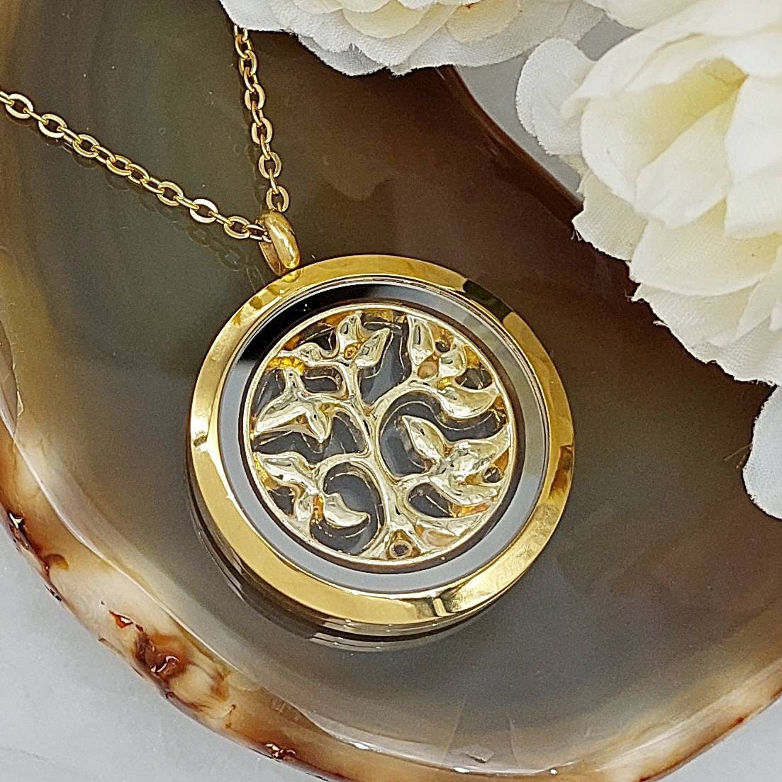 Gold Tree Of Life Locket Necklace for Ashes or Lock of Hair | Urn ...