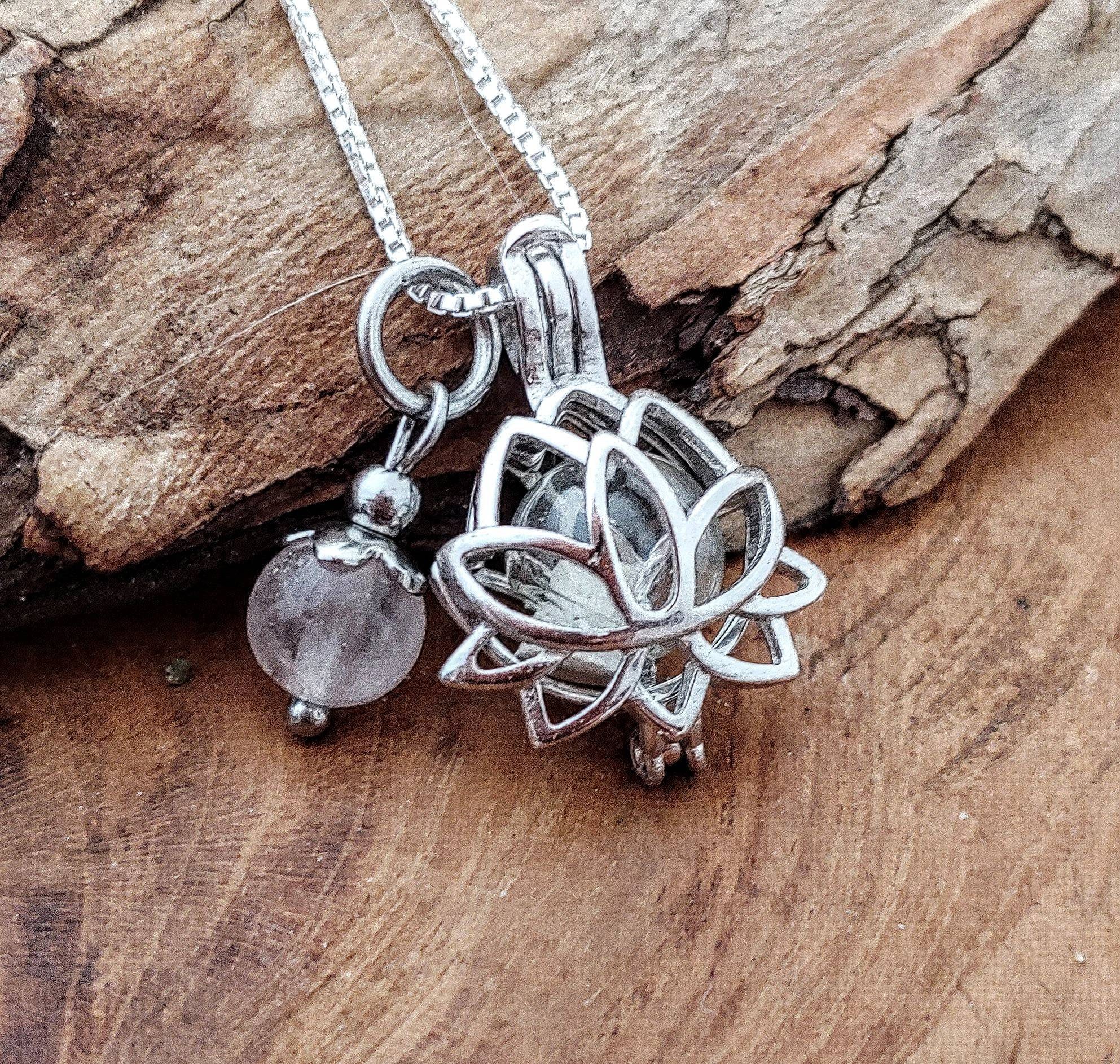 Small Sterling Silver Lotus Flower Locket Urn Necklace | Cremation ...