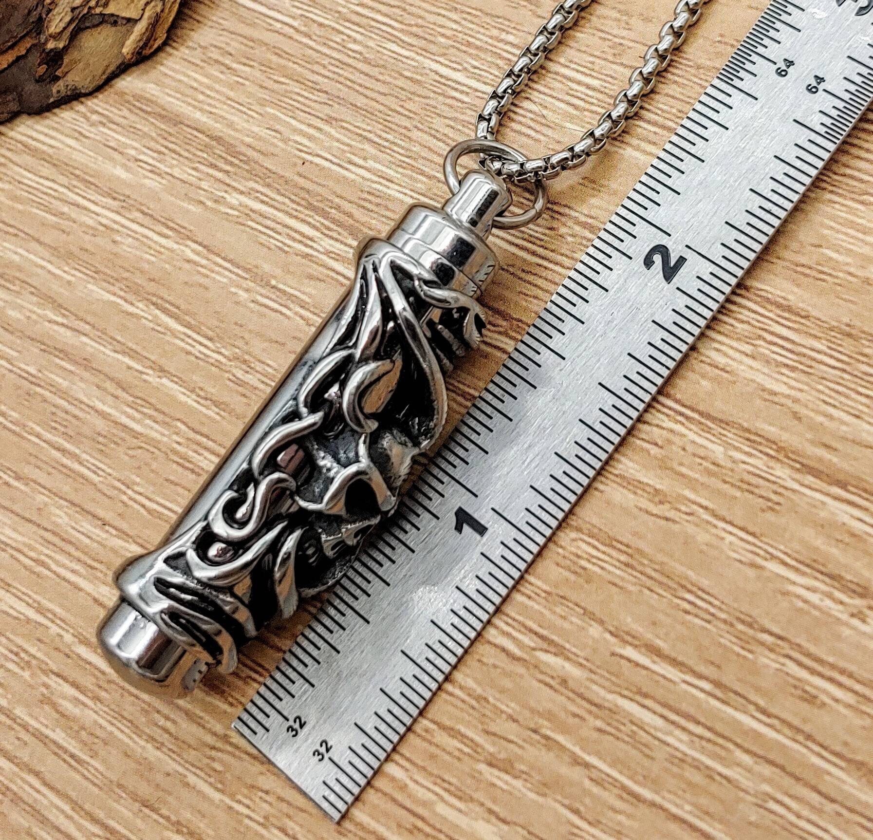 Skull Urn Pendant Necklace for Ashes | Cremation Jewelry | Stainless ...