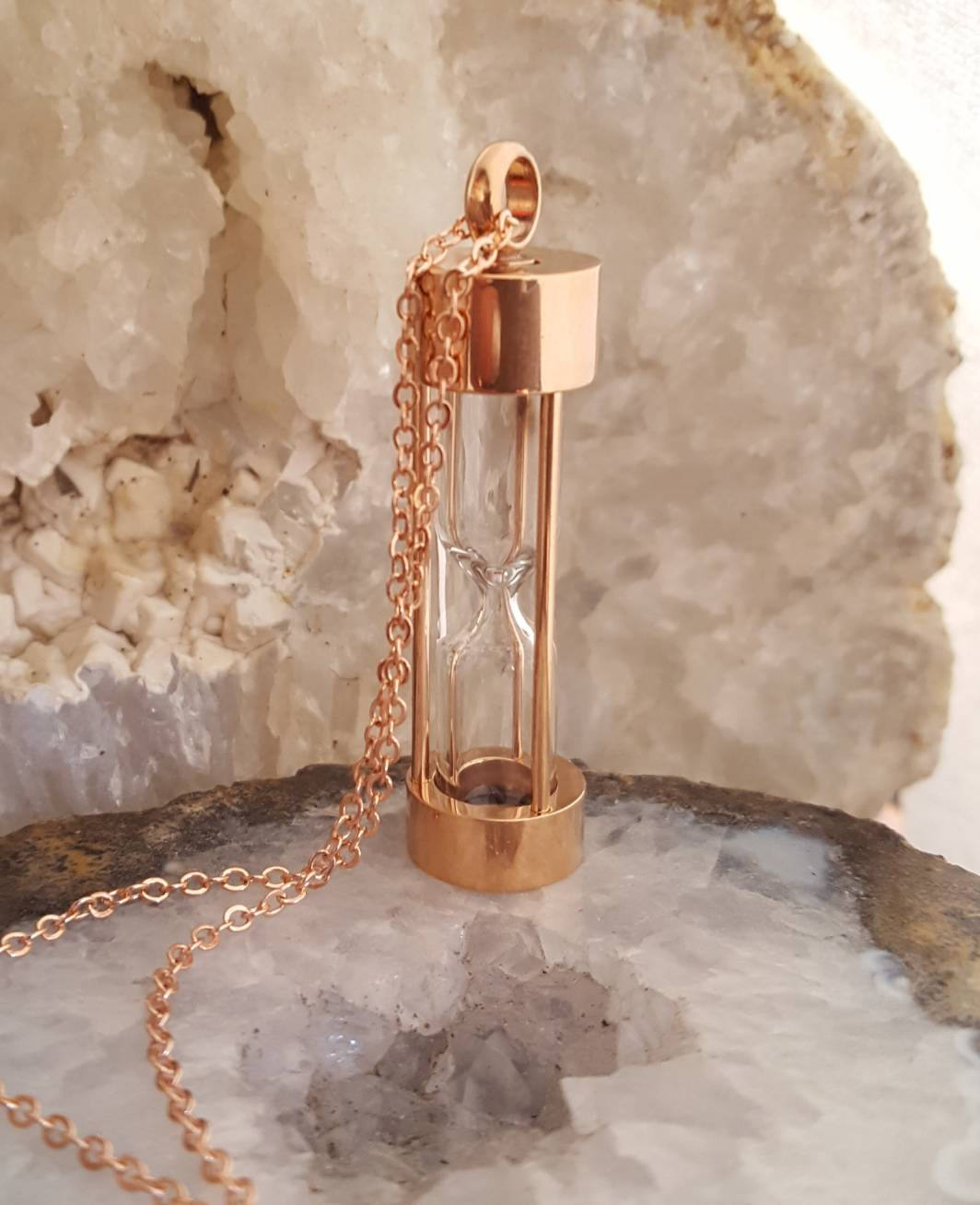 Rose Gold Hourglass Urn Necklace for Ashes | Glass Hair Locket ...
