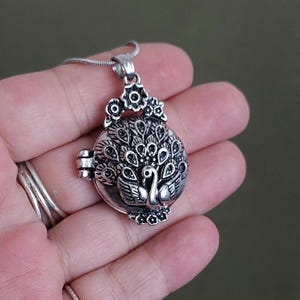 Peacock Locket With Glass for Ashes Bird Keepsake Peacock Urn Necklace ...