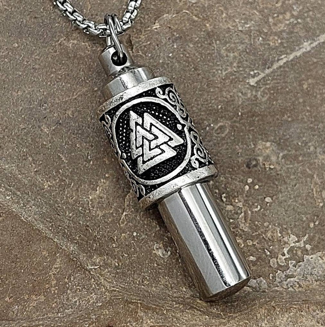 Viking Rune Jewelry Odins Knot Memorial Ashes Jewelry Urn Necklace for ...