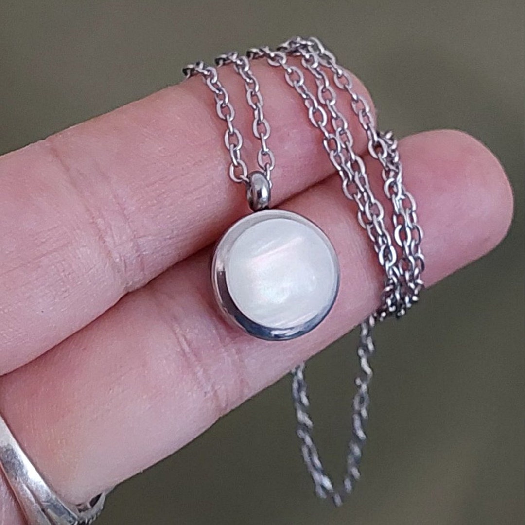 Opalescent Locket Urn Necklace for Ashes, Lock of Hair, Fur | Unique Urn Jewelry | Minimalist ...