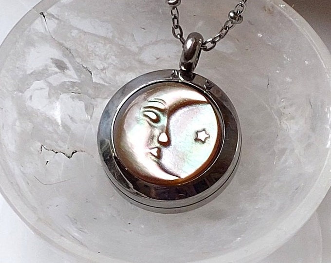 Crescent Moon Locket Necklace for Ashes or Lock of Hair | Moon Urn ...