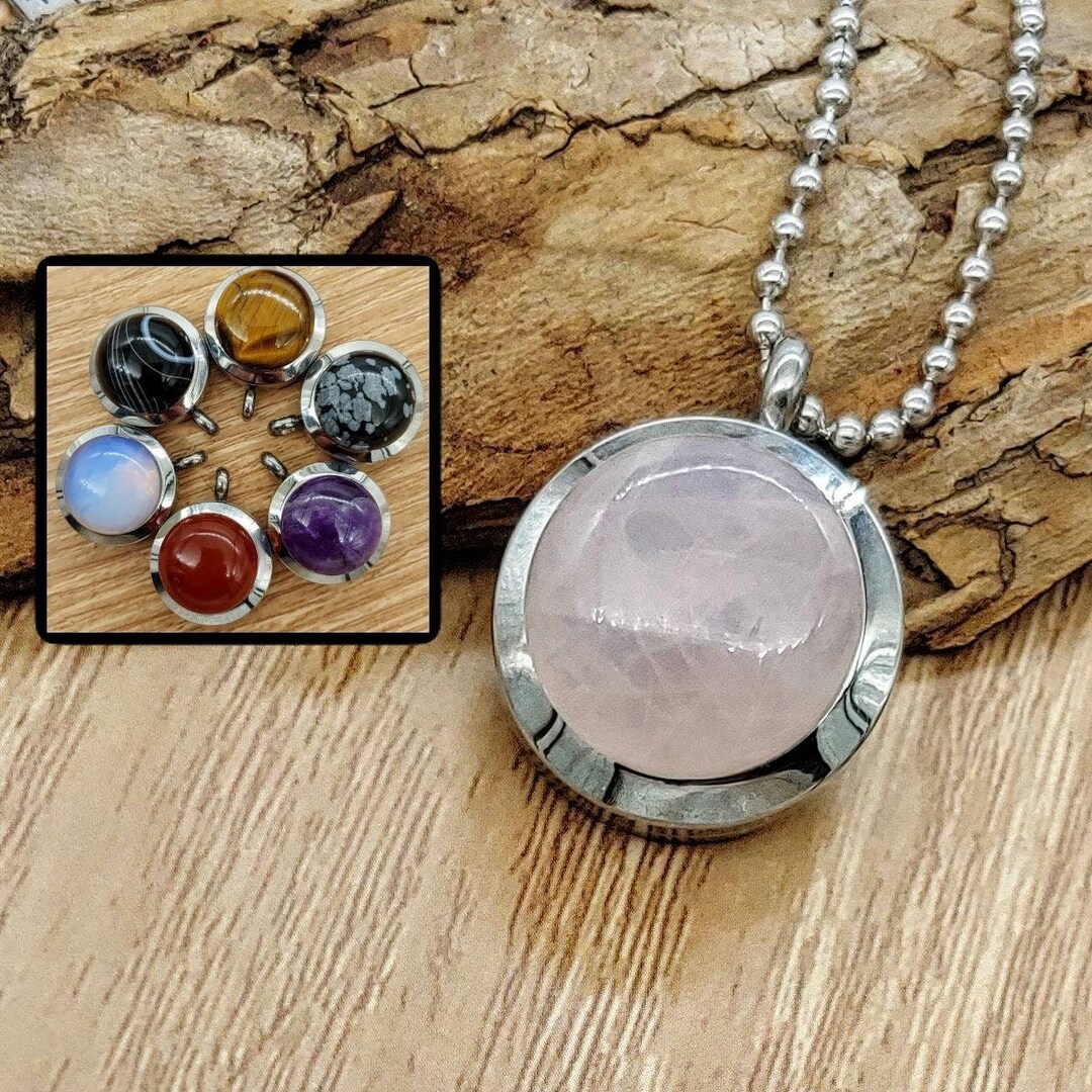 Small Keepsake Lockets, Gemstone Cremation Jewelry, Rose Quartz Urn ...