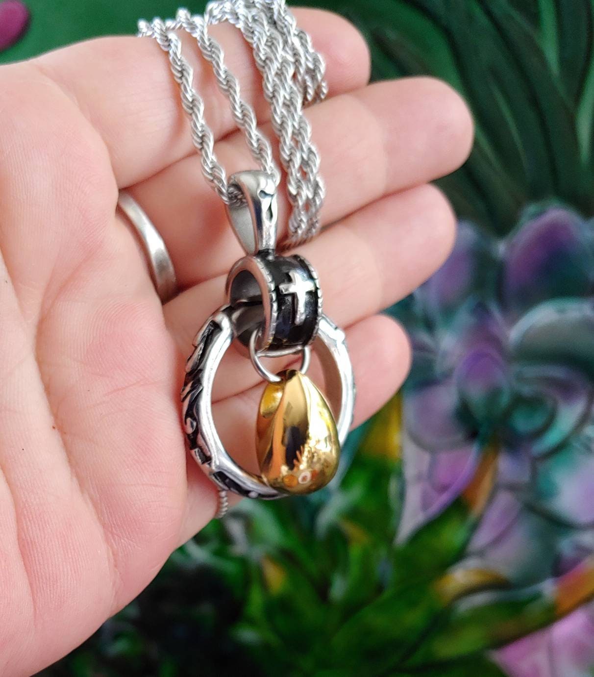 Infinity Ring Cross Teardrop Urn Pendant | Religious Cremation Jewelry ...