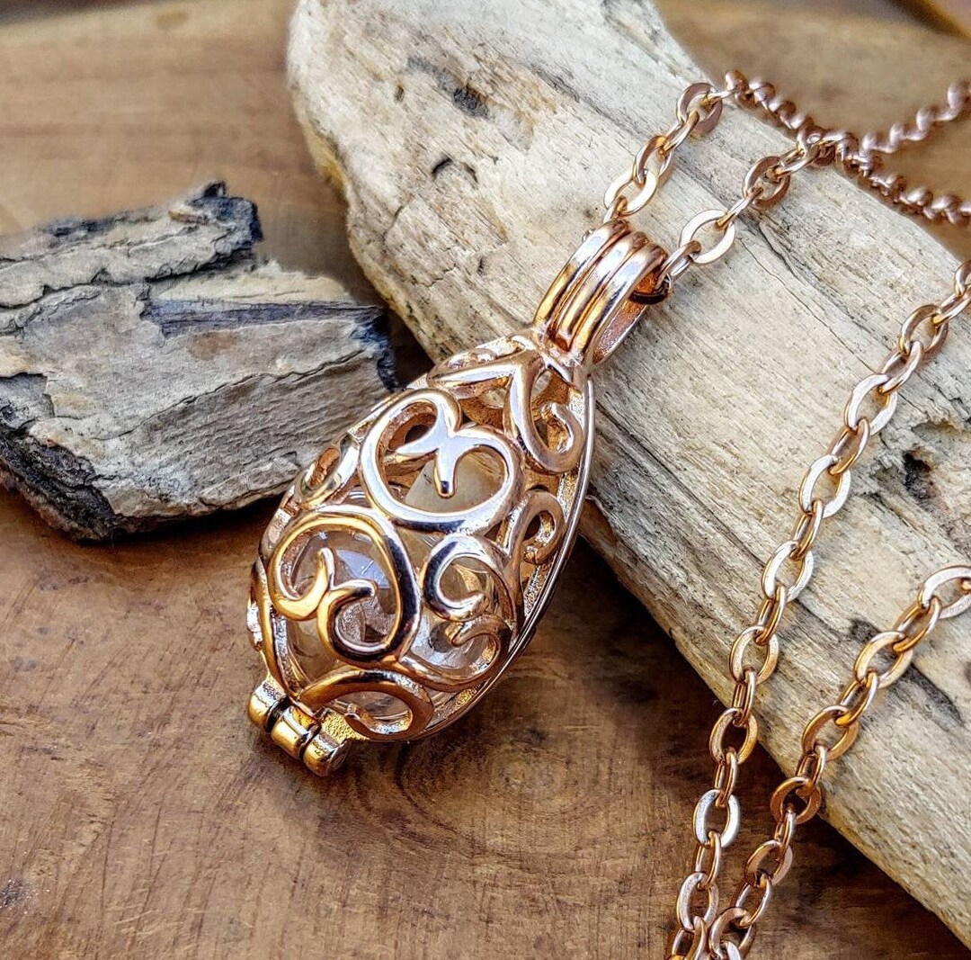 Rose Gold Openwork Teardrop Urn Locket Ashes Necklace Glass Locket Urn ...