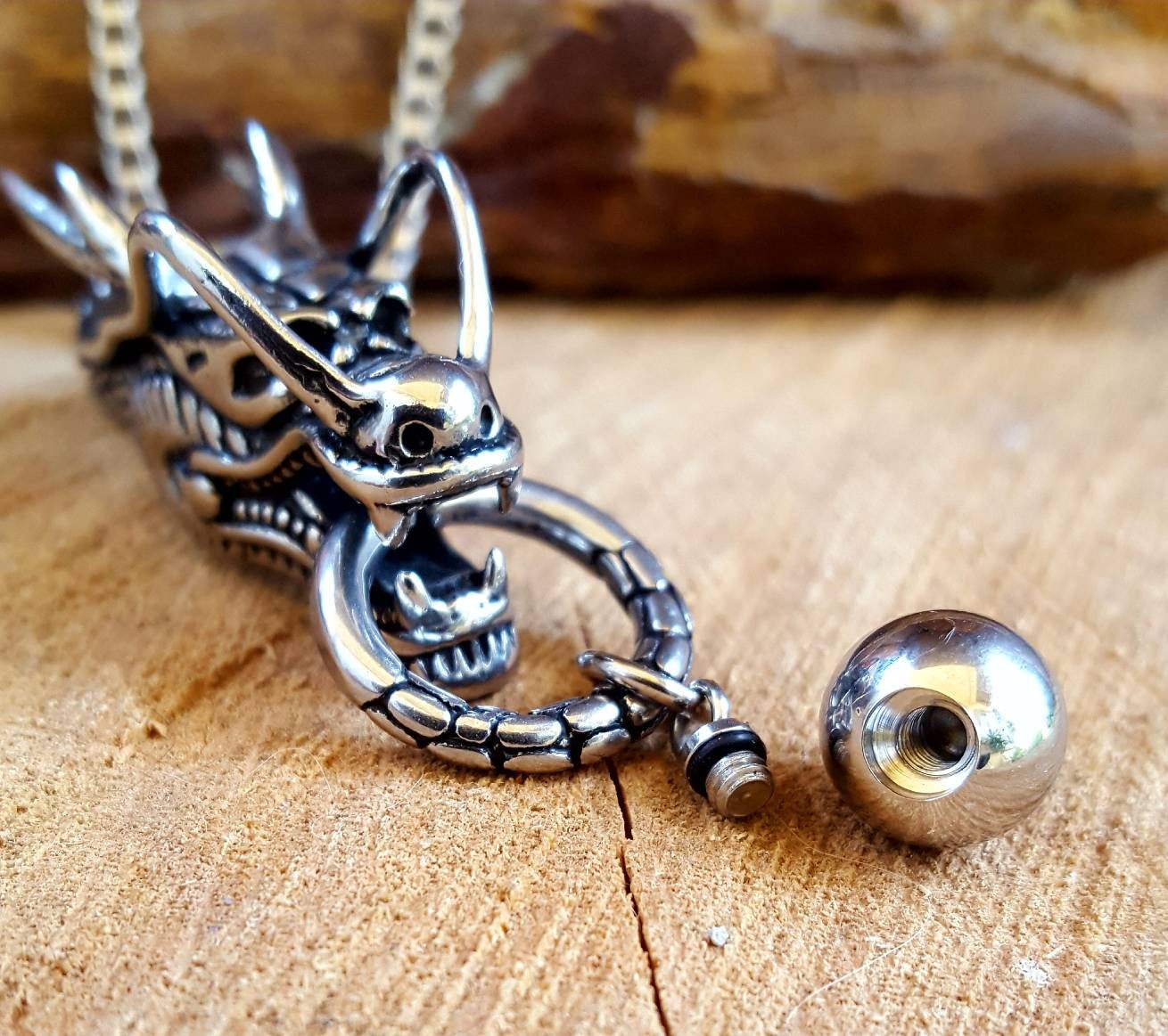 Stainless Steel Dragon Urn Pendant Keepsake | Cremation Jewelry ...